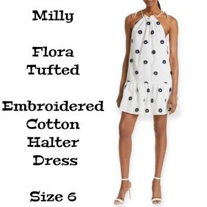 Milly | Dresses | Milly Embroidered Cotton Halter Mini Dress Tunic ...